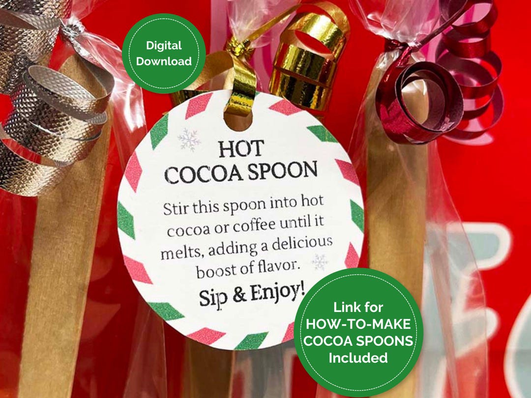 Hot Cocoa Christmas Gift Tags Printable, Hot Cocoa Spoon Tag, Holiday ...