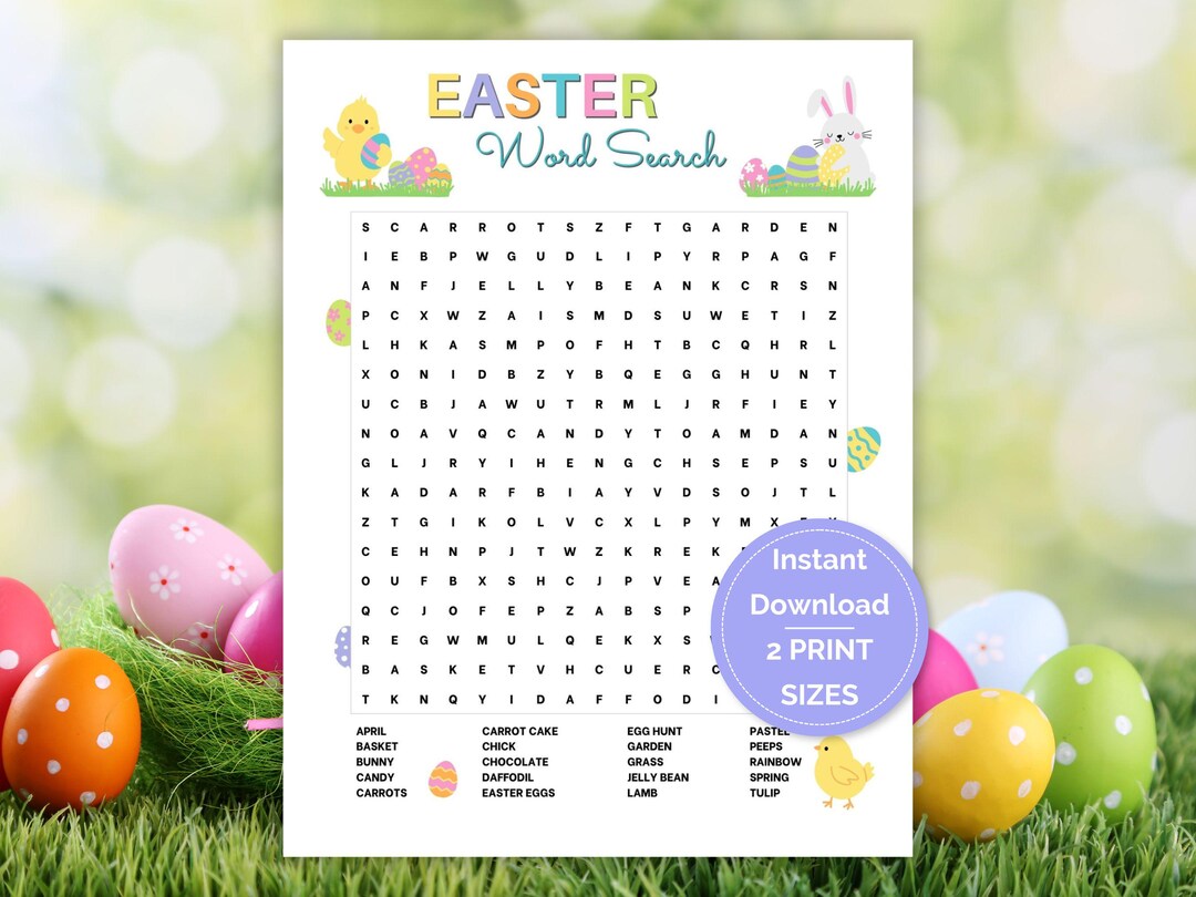 Easter Word Search, Easter Activities for Adults and Kids, Printable ...