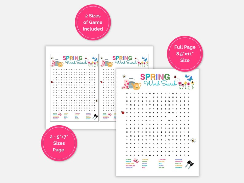 Spring Word Search, Printable Spring Games, Easter Spring Classroom ...