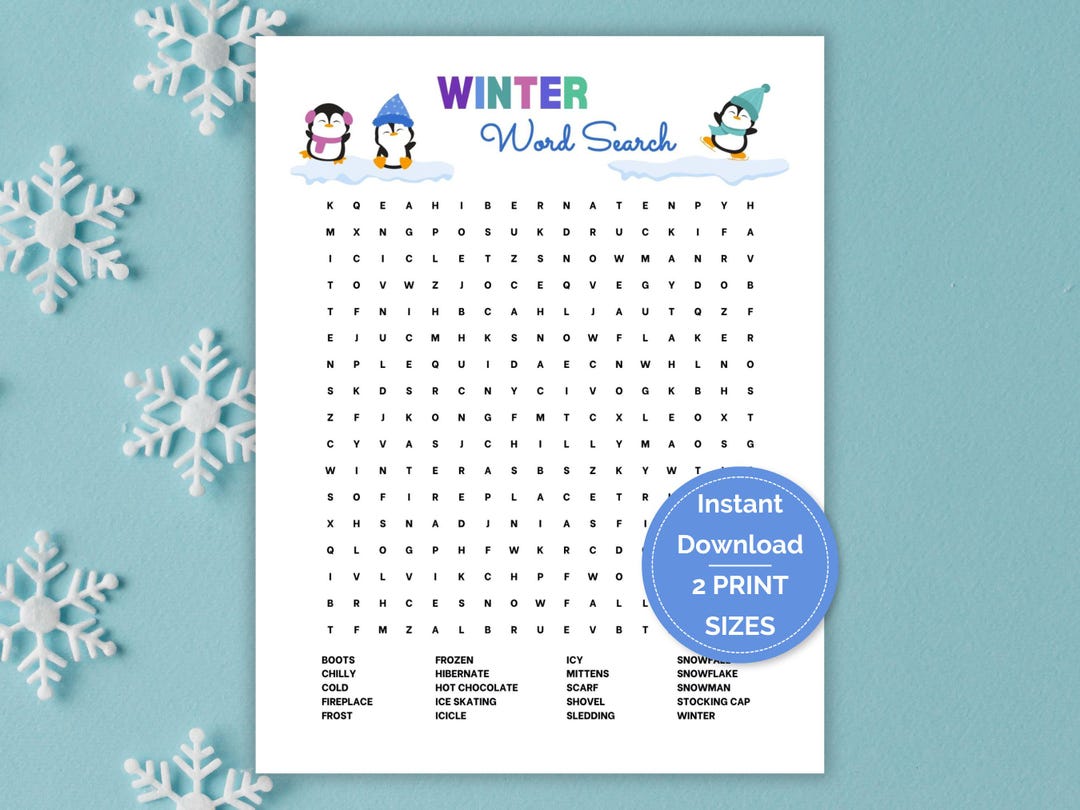 Winter Word Search, Winter Activities Printable, Fun Printable Winter ...