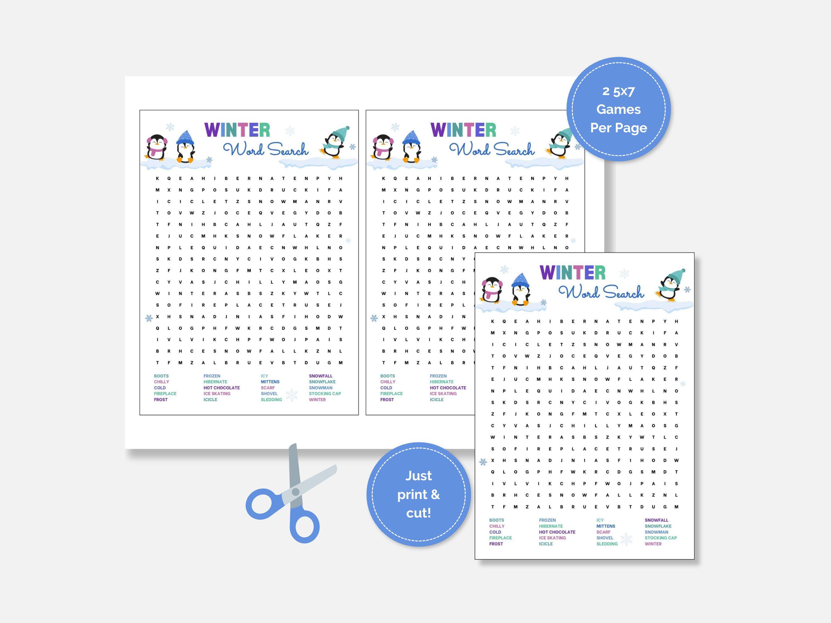 Winter Word Search, Winter Activities Printable, Fun Printable Winter ...