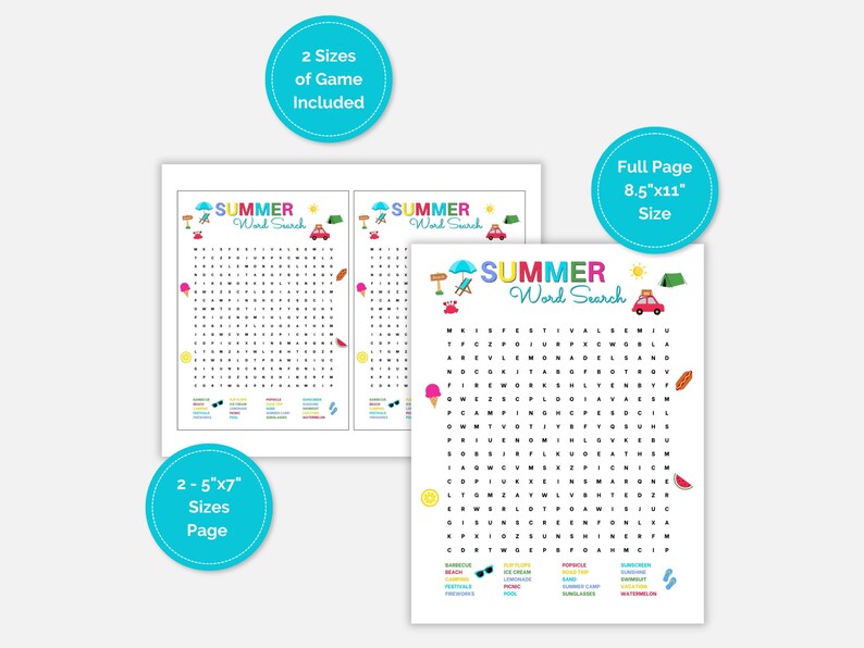 Summer Word Search Puzzle, Printable Summer Themed Word Games, Summer ...