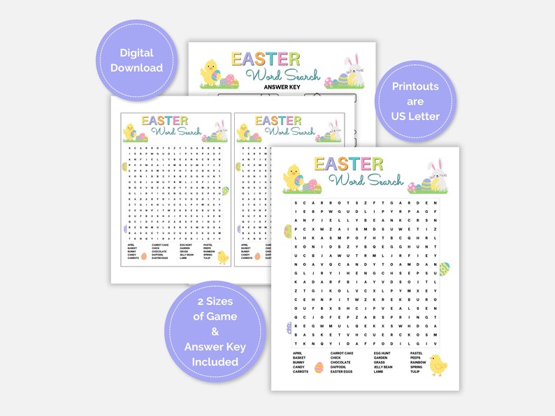 Easter Word Search, Easter Activities for Adults and Kids, Printable ...
