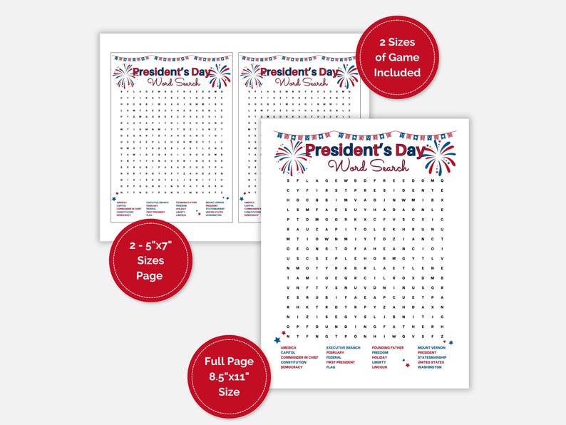 President's Day Word Search, Printable Presidents Day Activities ...