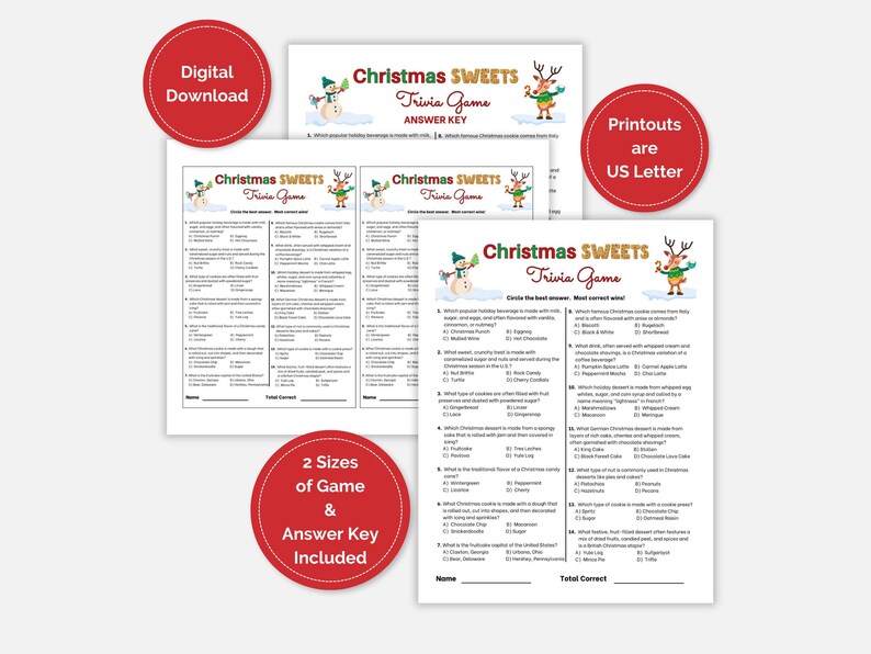 Christmas Sweets Trivia Game, Christmas Trivia Game, Christmas Cookies ...