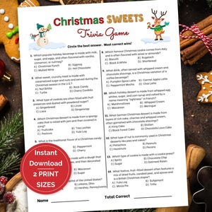 Christmas Sweets Trivia Game, Christmas Trivia Game, Christmas Cookies ...