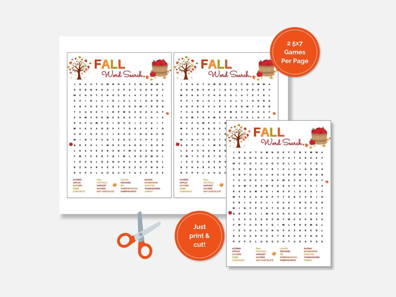 Fall Word Search, Autumn Word Search, Word Search Printable ...