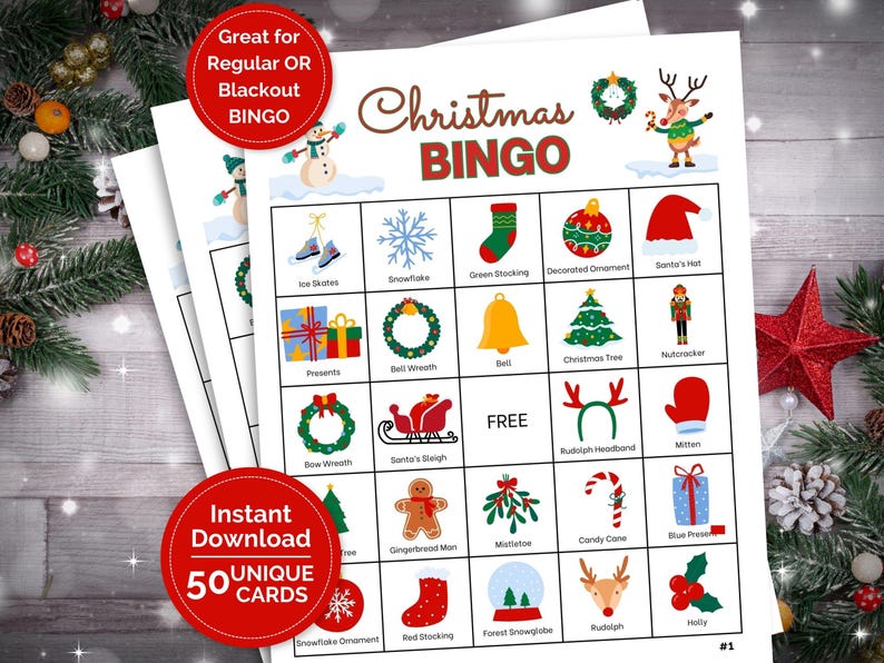 Christmas Bingo, 50 Christmas Bingo Cards, Christmas Family Game ...