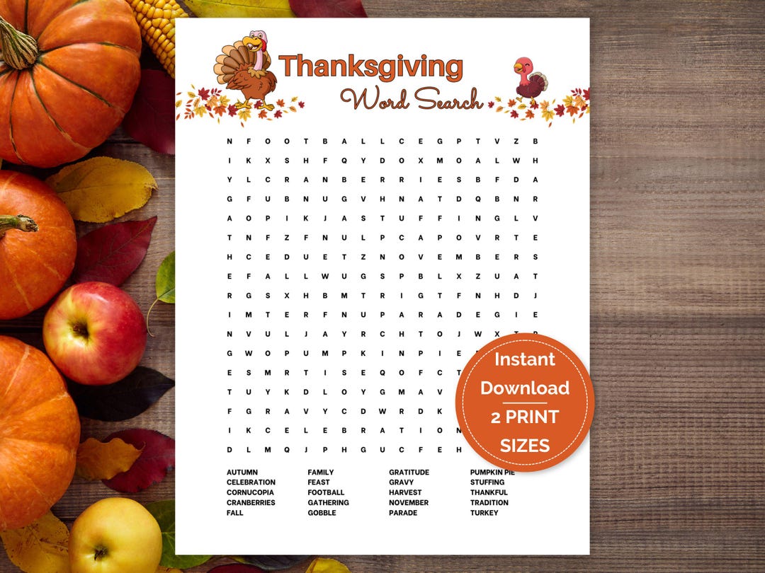 Thanksgiving Word Search, Thanksgiving Games, Fall Word Search ...