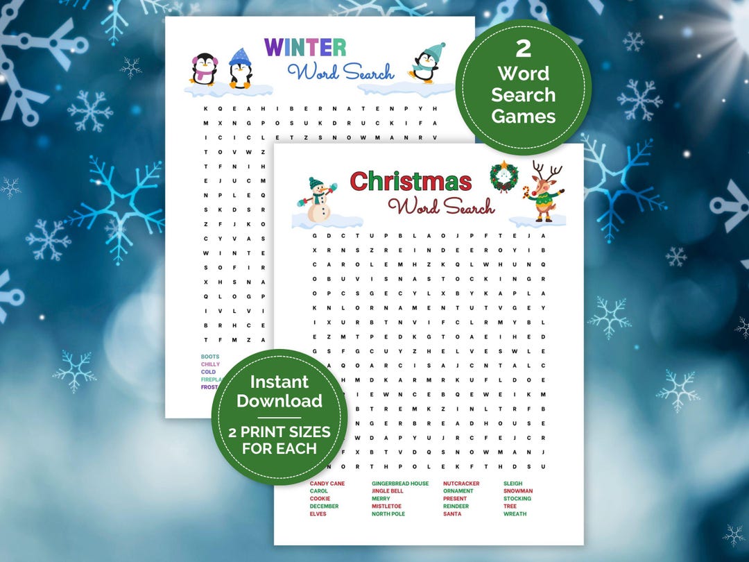 Christmas Word Search Bundle, Winter Word Search Bundle, Winter ...