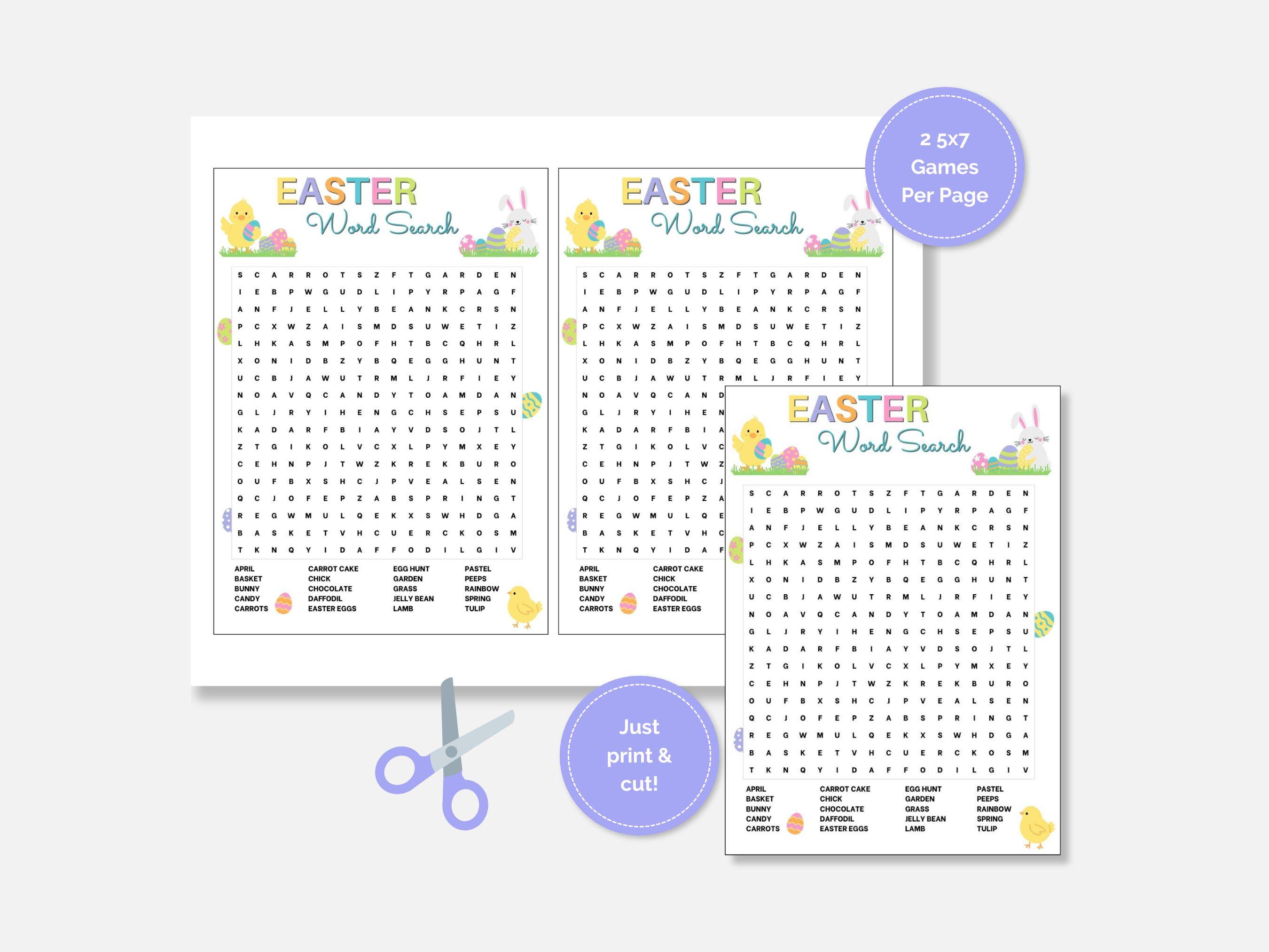 Easter Word Search, Easter Activities for Adults and Kids, Printable ...