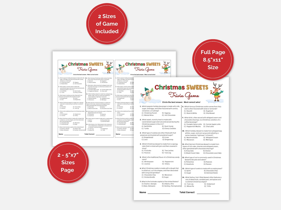 Christmas Sweets Trivia Game, Christmas Trivia Game, Christmas Cookies ...