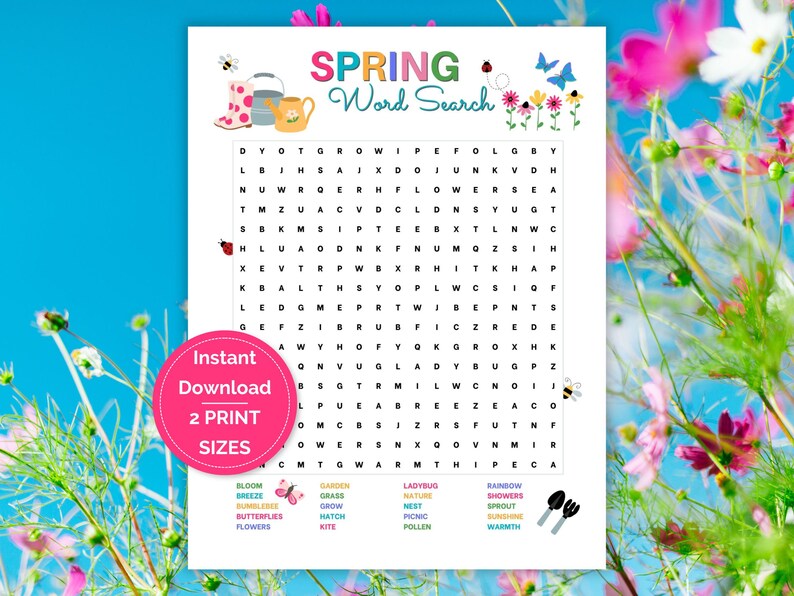 Spring Word Search, Printable Spring Games, Easter Spring Classroom ...