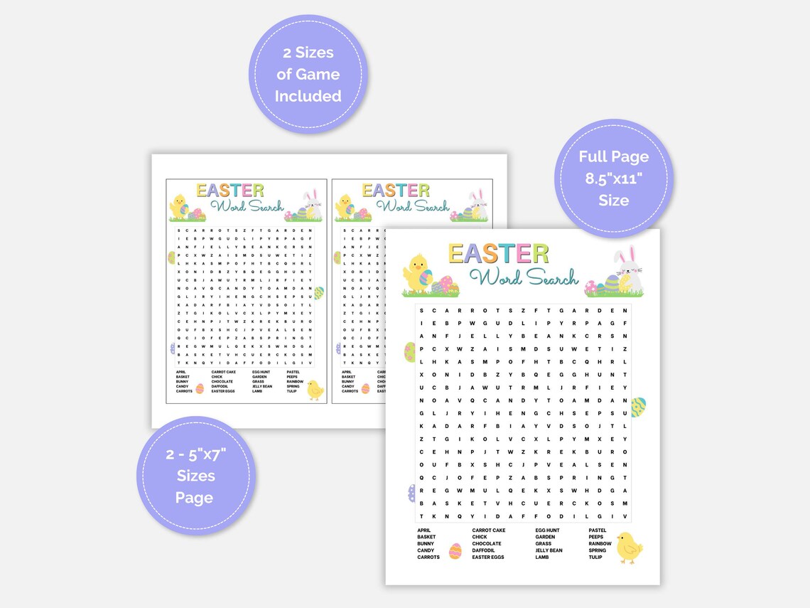 Easter Word Search, Easter Activities for Adults and Kids, Printable ...