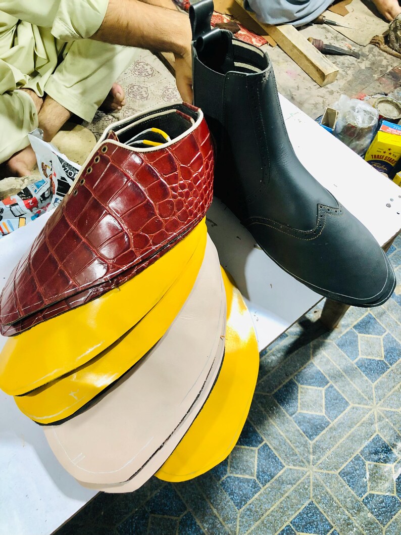 Handmade Men Black Leather Biker Boots for Men's - Etsy