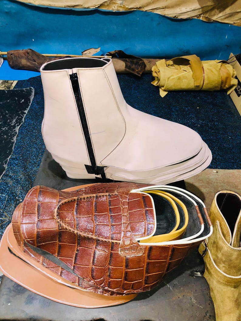 Handmade Men Black Leather Biker Boots for Men's - Etsy