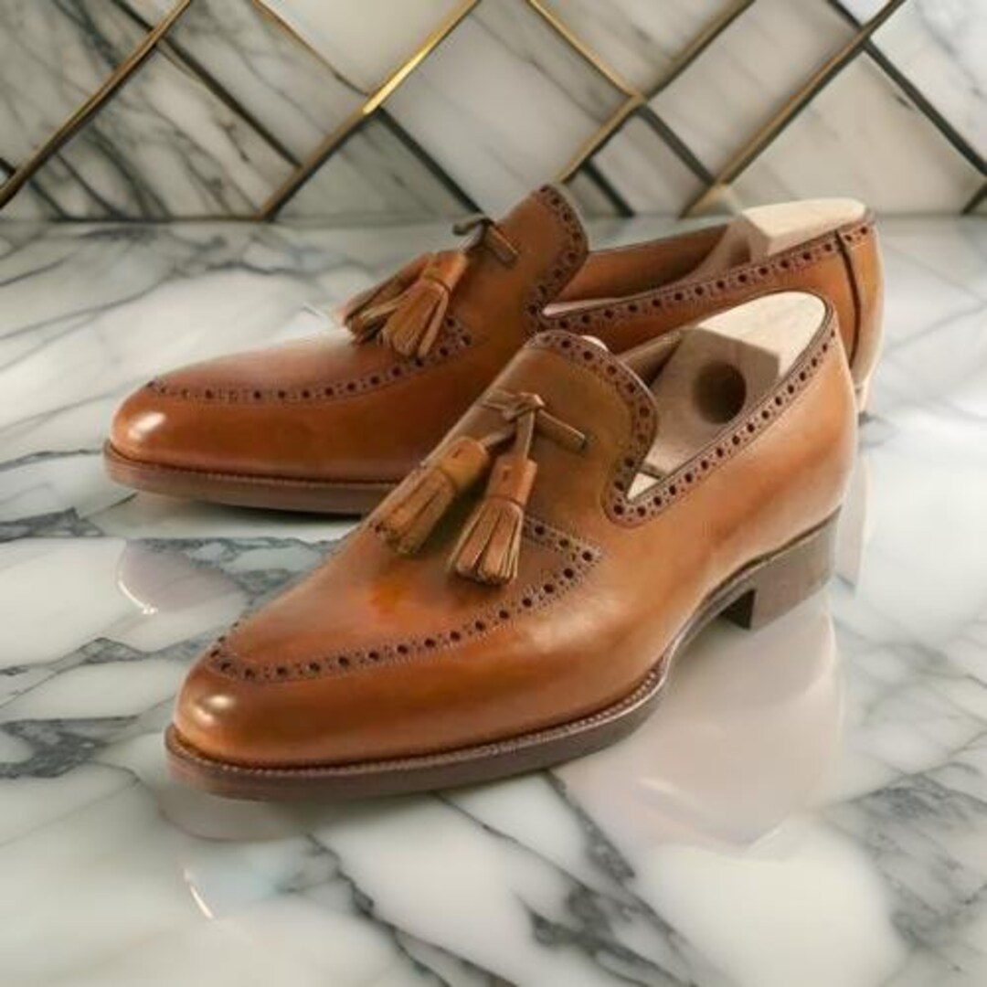 Handmade Men's Oxford Tassels Shoes, Men Brown Leather Formal Loafer ...