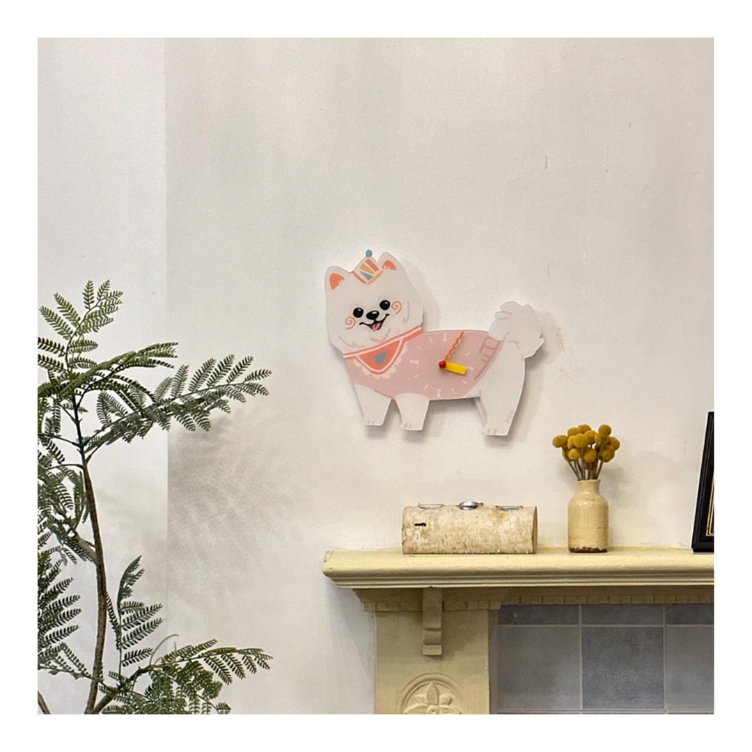 Pomeranian Oscillating Feet Clock, Dog Wall Clock, Home Decoration, Kids Clocks, Pets Birthday ...