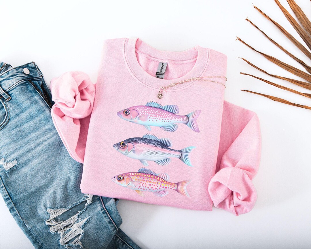 Pretty in Pink Fish Sweatshirt, Fisherman Aesthetic, Girly Fish Shirt ...