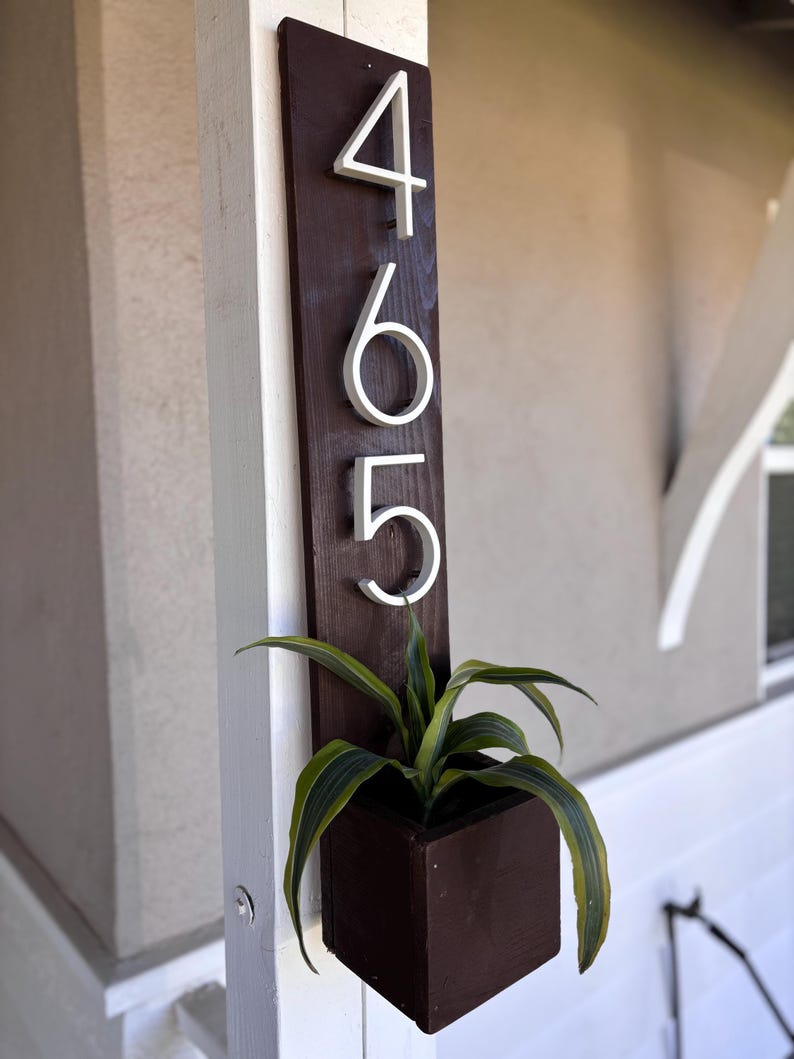 Modern House Address Sign With Planter - Etsy