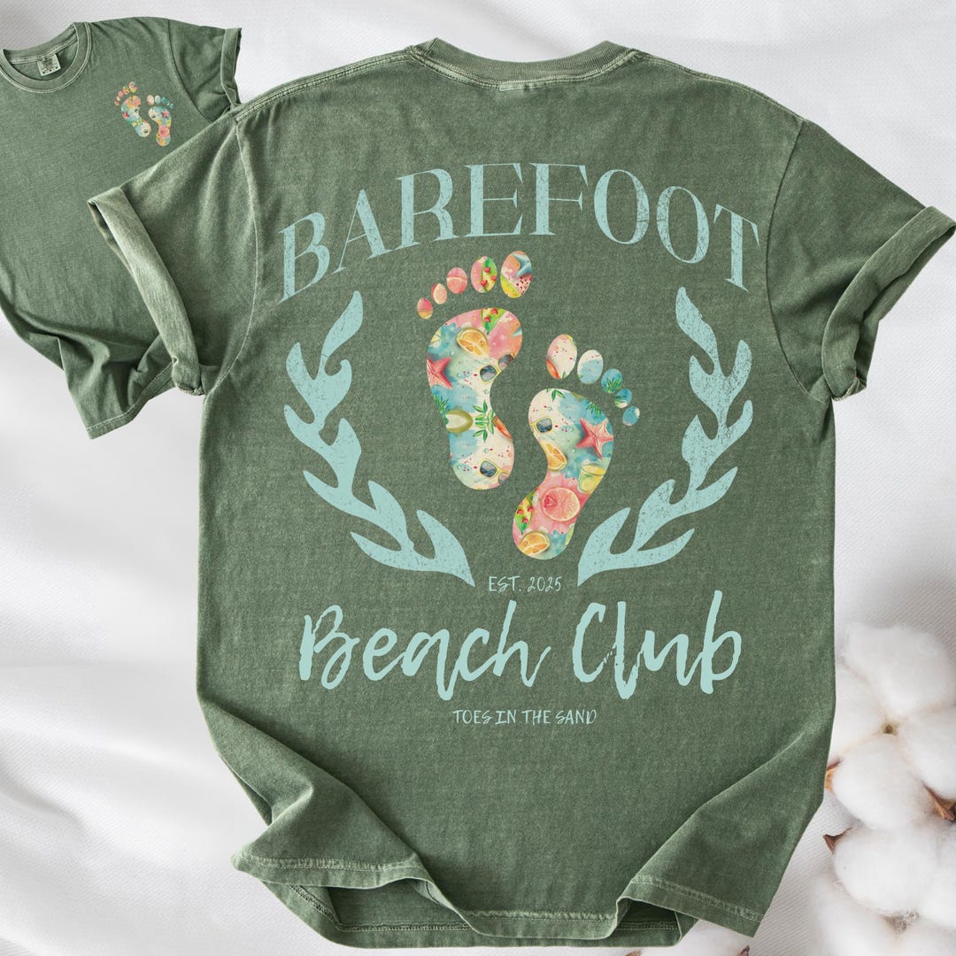 Social Club Shirt - Barefoot Beach Club Tee, Sea Shirt, Relaxed Summer ...