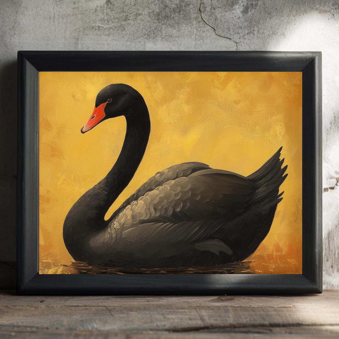 Elegant Black Swan Art Print: Matte Horizontal Poster - Etsy