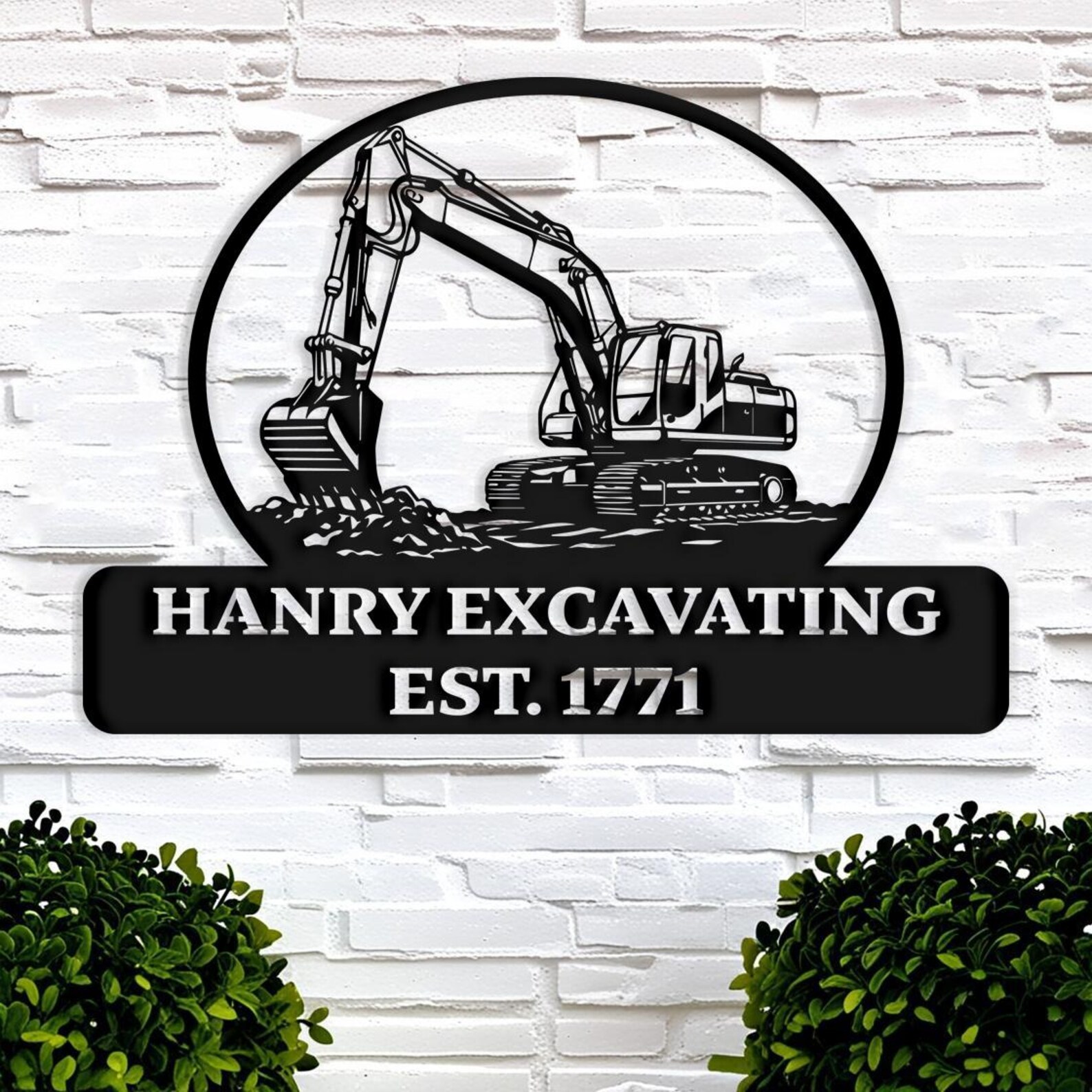 Custom Excavating Metal Sign, Custom Excavator Company Logo Wall Art ...