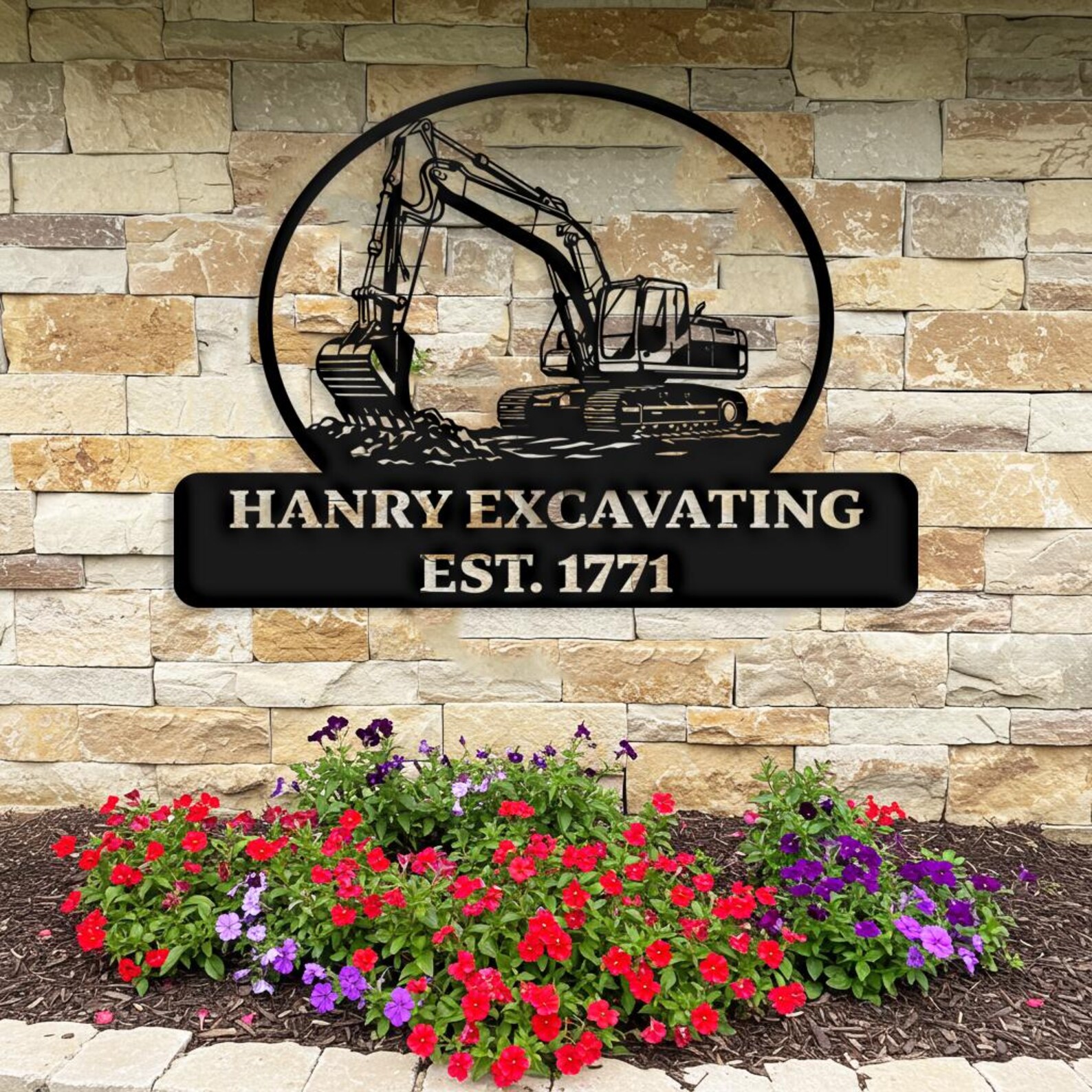 Custom Excavating Metal Sign, Custom Excavator Company Logo Wall Art ...