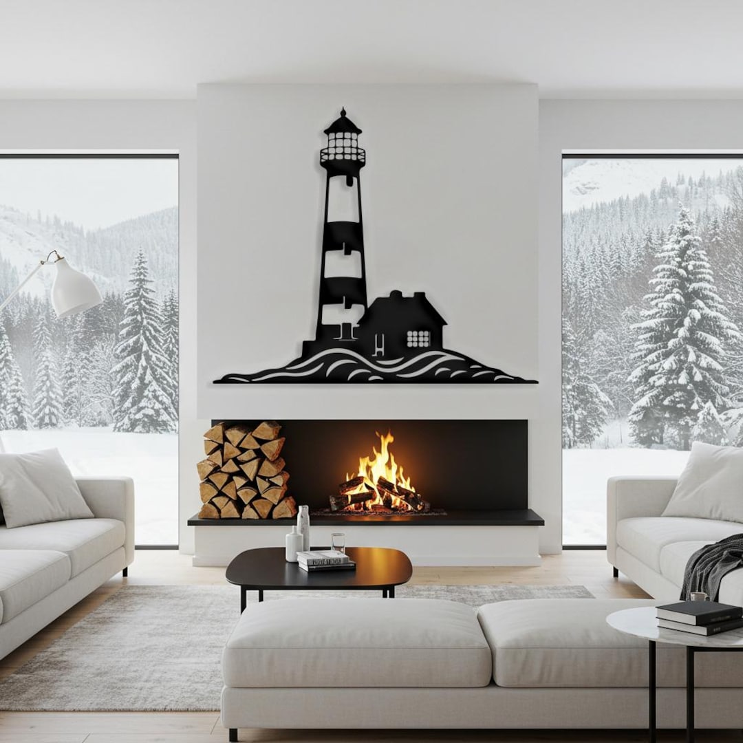 Coastal Lighthouse Metal Wall Art, Nautical Home Decor for Beach House ...