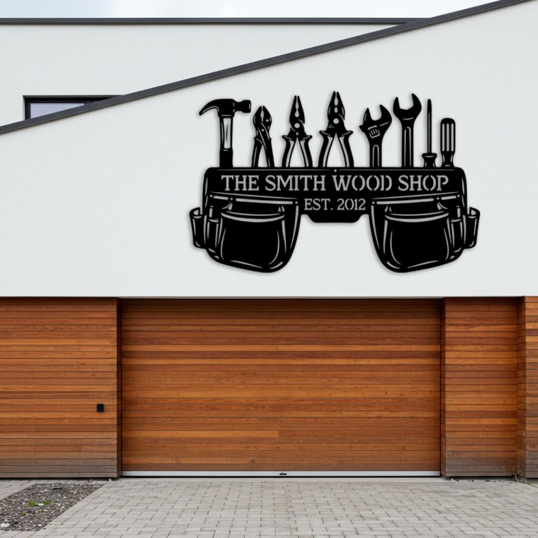 Custom Wood Shop Metal Sign, Personalized Lumberjack Sign, Garage ...