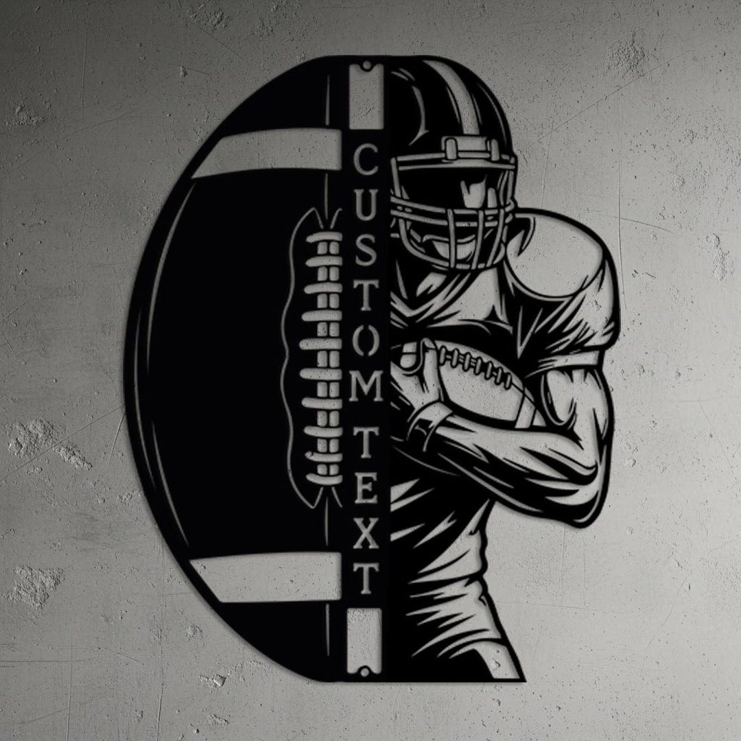 Custom Football Name Sign, American Flag Wall Decor, American Football ...