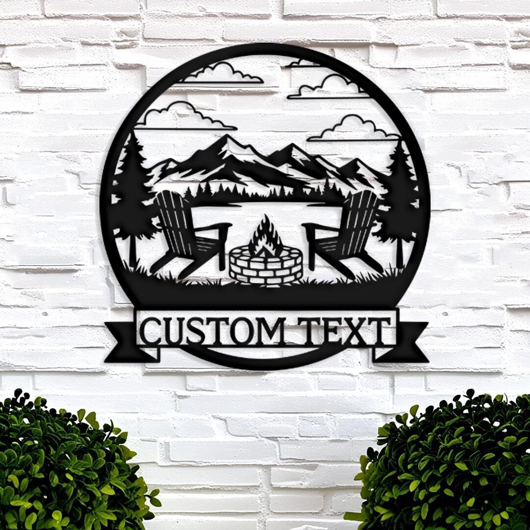 Custom Fire Pit Metal Sign, Personalized Outdoor Cabin Decor, Lakehouse ...