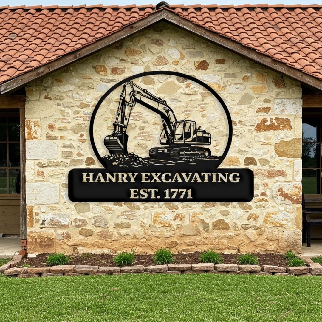 Custom Excavating Metal Sign, Custom Excavator Company Logo Wall Art ...