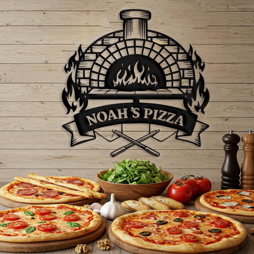 Custom Pizza Oven Sign, Personalized Wood Fired Kitchen Decor, Backyard ...