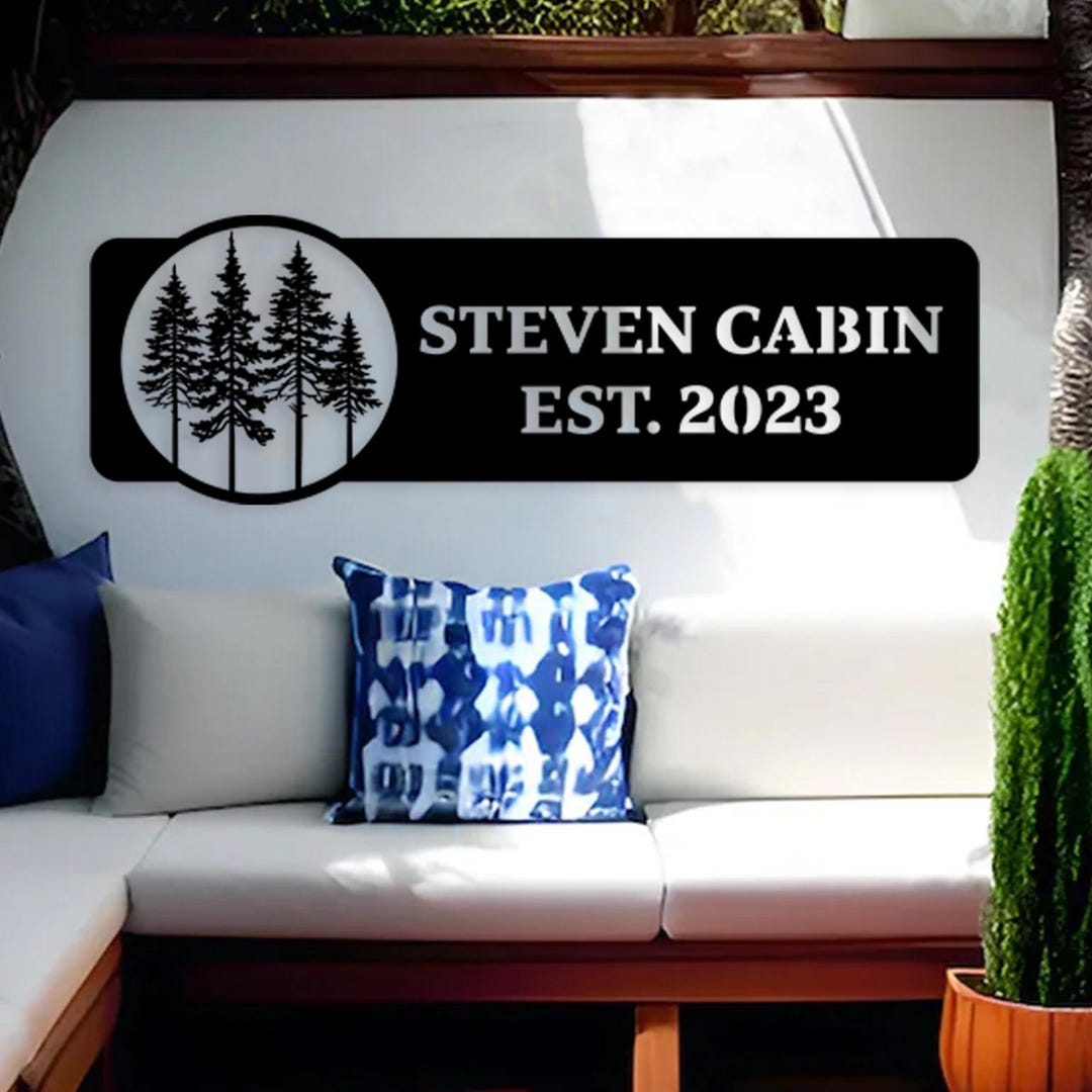 Personalized Metal Cabin Name Sign, Address Outdoor Wall Art, Custom ...