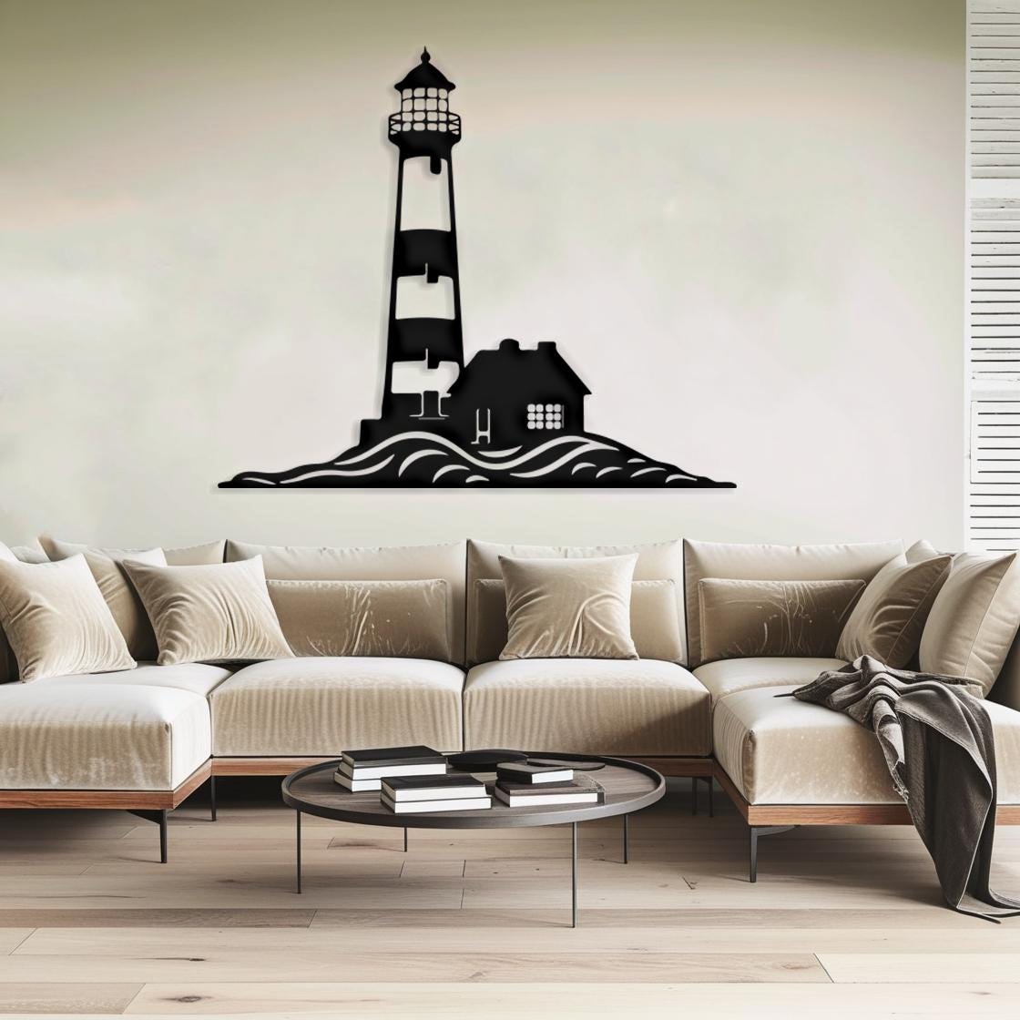 Coastal Lighthouse Metal Wall Art, Nautical Home Decor for Beach House ...