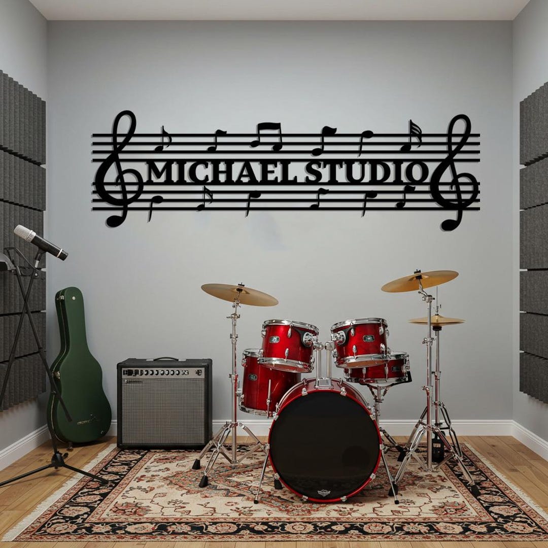 Custom Music Studio Sign, Horizontal Music Wall Art, Personalized Music ...