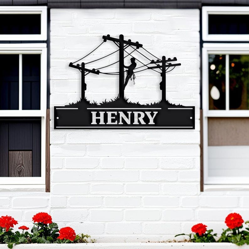 Custom Lineman Metal Sign, Personalized Worker Wall Art, Pole Worker ...