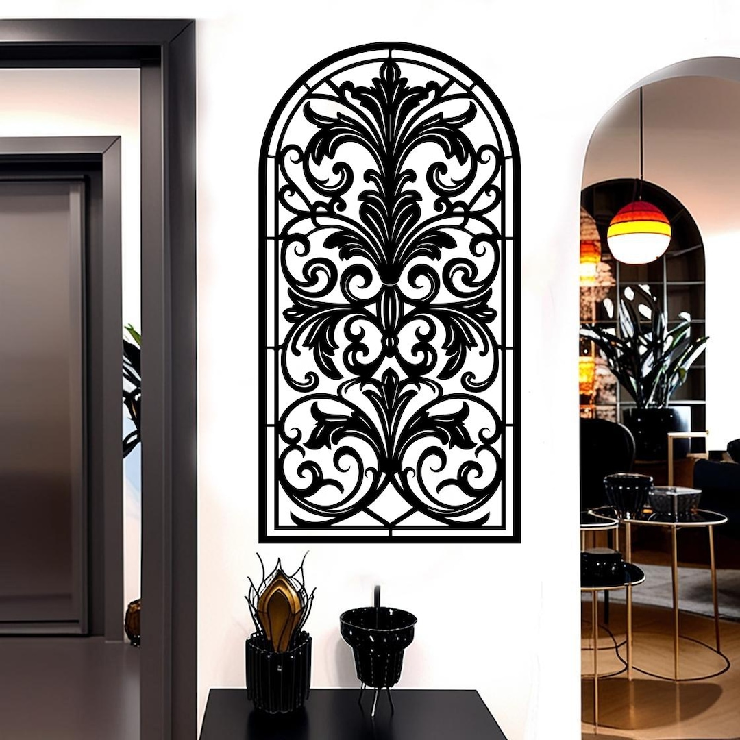 Vertical Scroll Metal Wall Art, French Country Window Panel Decor ...