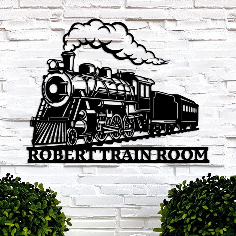 Custom Train Room Sign, Personalized Railroad Wall Art, Retro Decor for ...