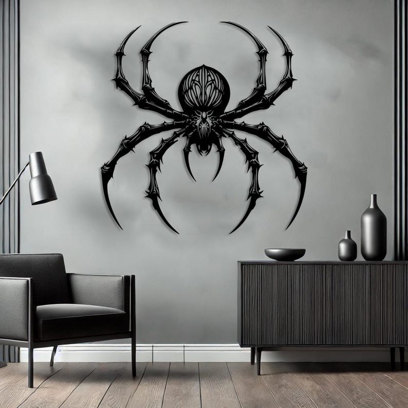 Gothic Spider Metal Wall Art, Giant Spider Bedroom Decor, Large ...