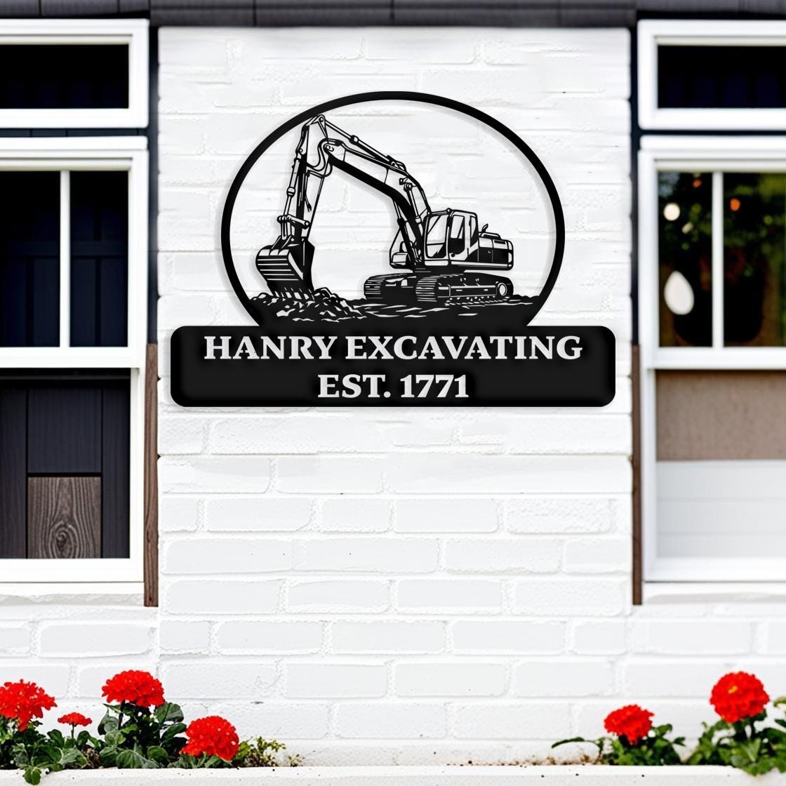 Custom Excavating Metal Sign, Custom Excavator Company Logo Wall Art ...