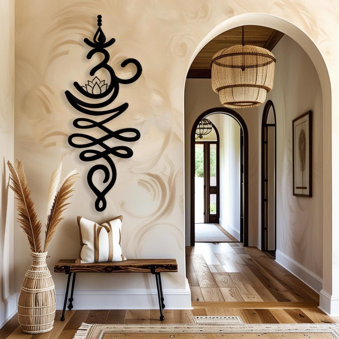 Just Breathe Sanskrit Symbol Metal Wall Decor, Yoga Wall Art ...