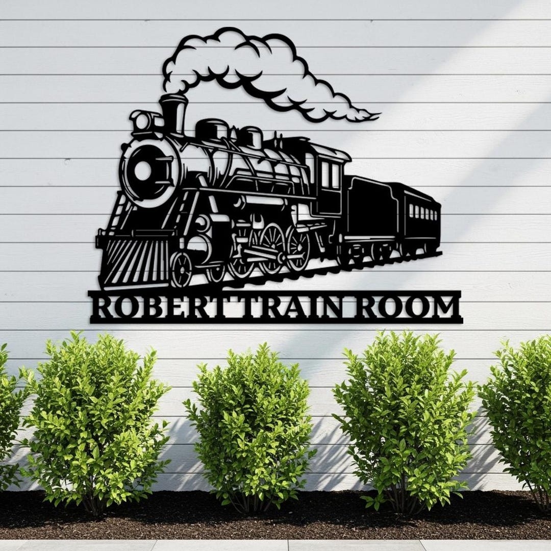 Custom Train Room Sign, Personalized Railroad Wall Art, Retro Decor for ...