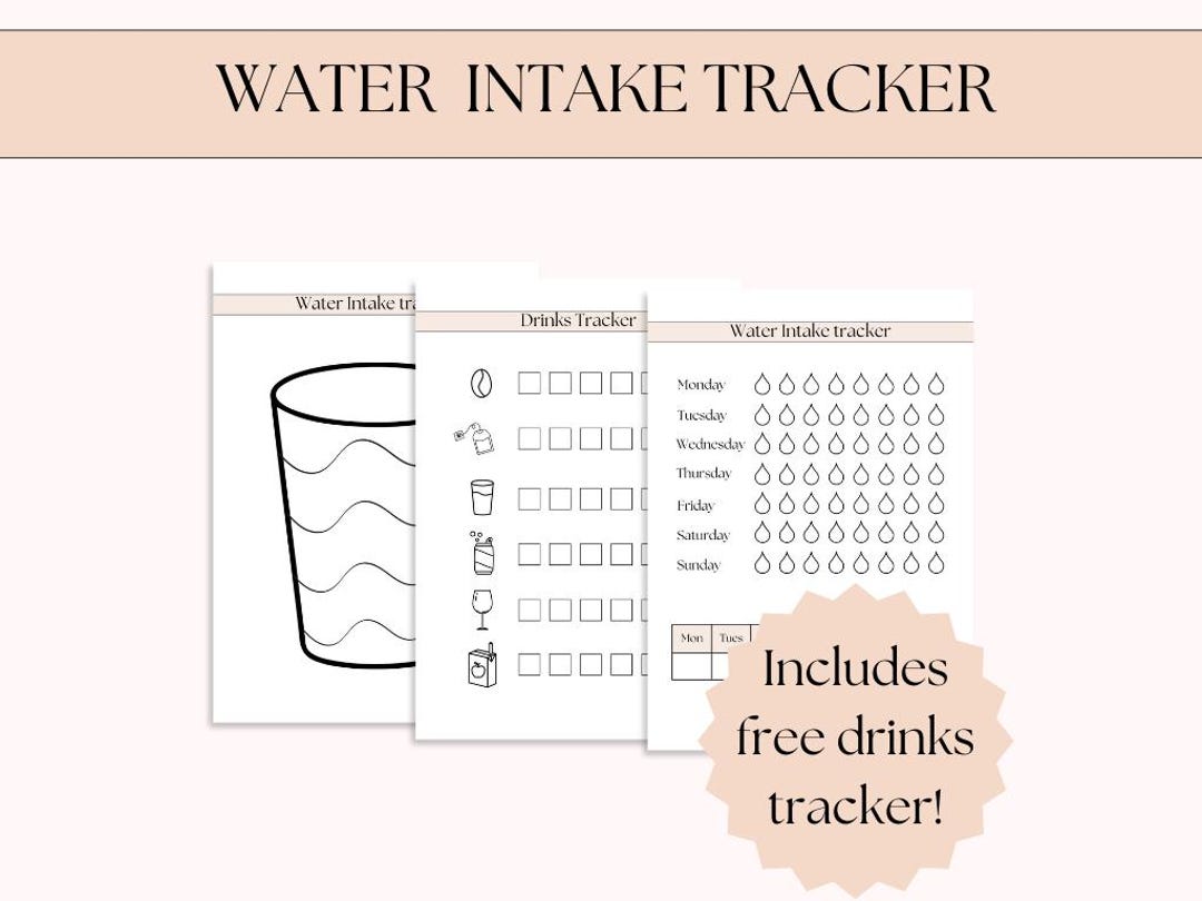 Water Intake Tracker Daily Water Intake Chart, Water Consumption ...