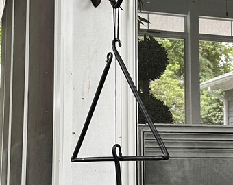 Hand Forged Round Bar Dinner Triangle and Mounting Hook - Etsy