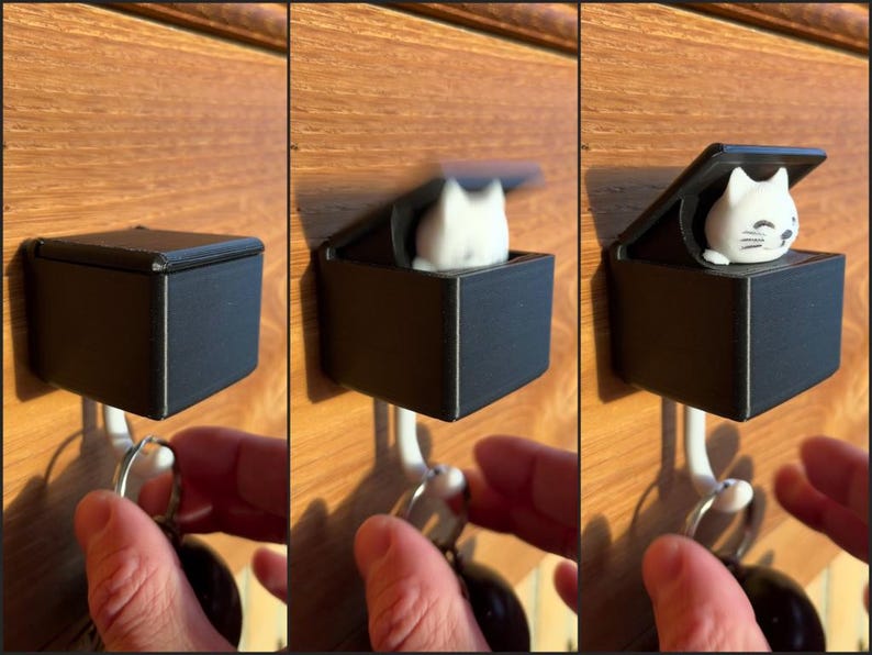 Cat Key Holder 3D STL File for 3D Printing, Adorable Pop-out Cat Design ...