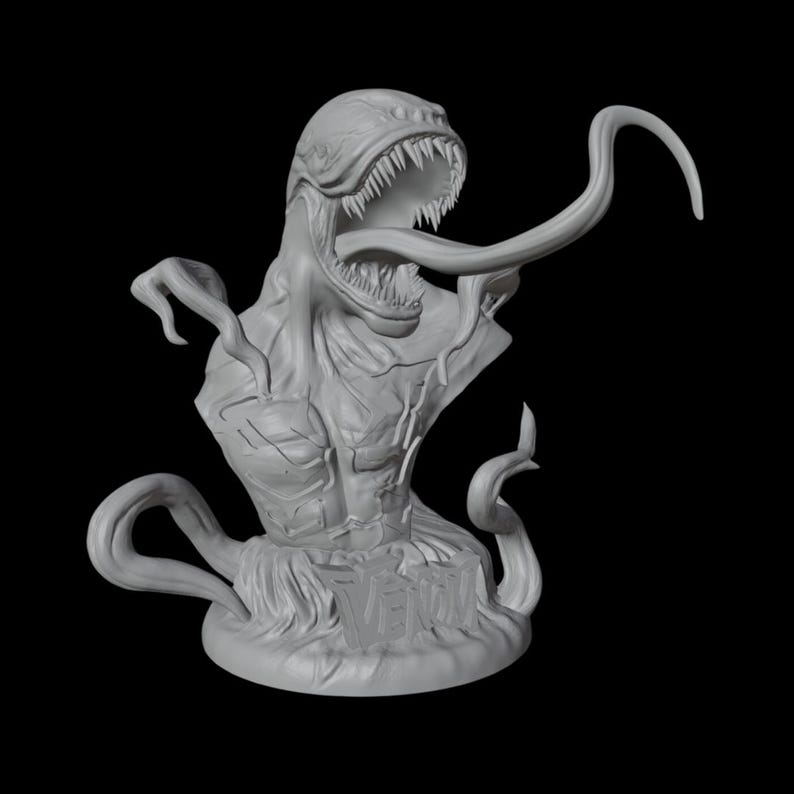 Highly Detailed Realistic Venom Head STL File - Tongue Out Design ...