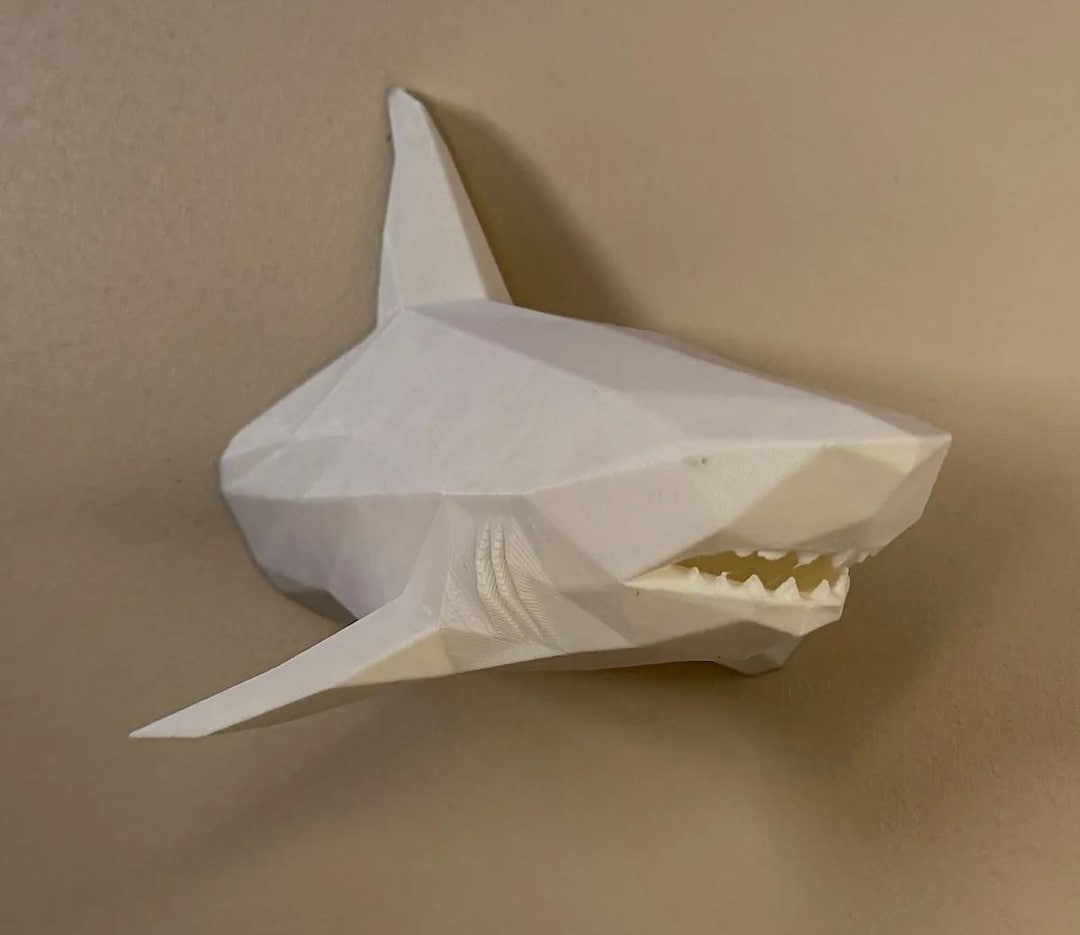 Low Poly Shark 3D STL File for 3D Printing, Minimalist Shark Sculpture ...