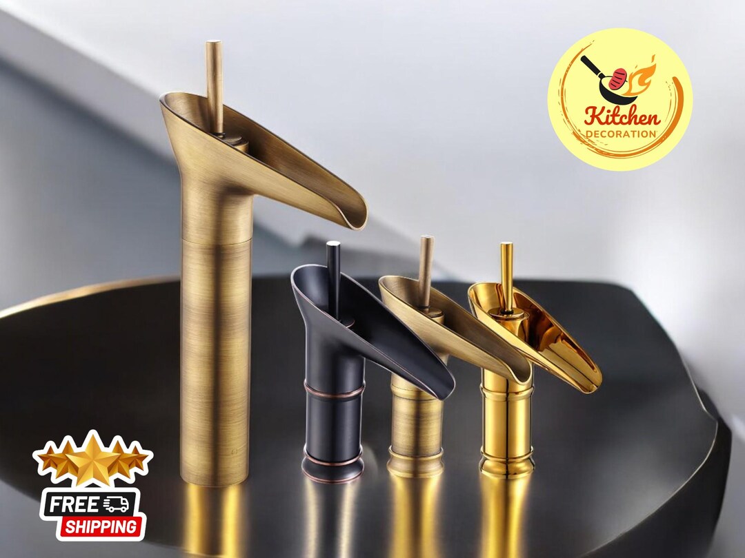 Vintage Waterfall Style Kitchen Faucet | Brass Single Lever Sink Mixer ...